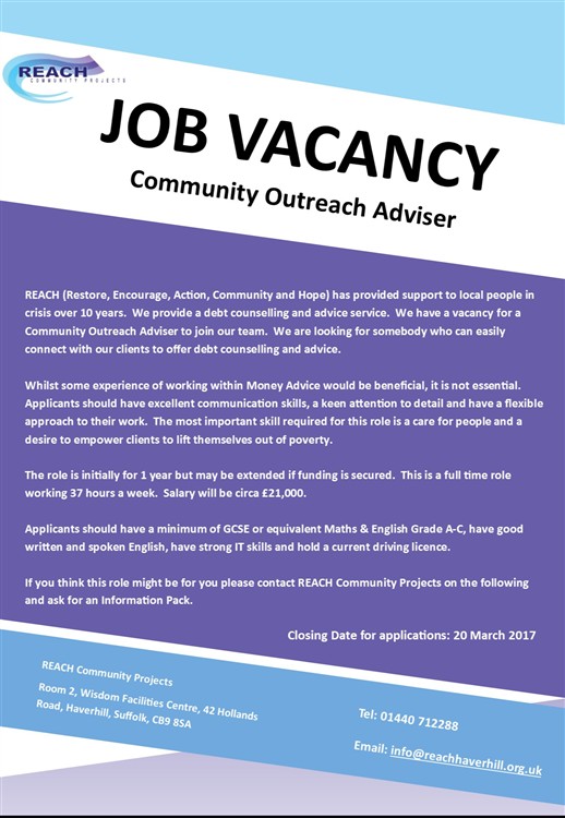 Reach Haverhill : Final Job Advert - COA